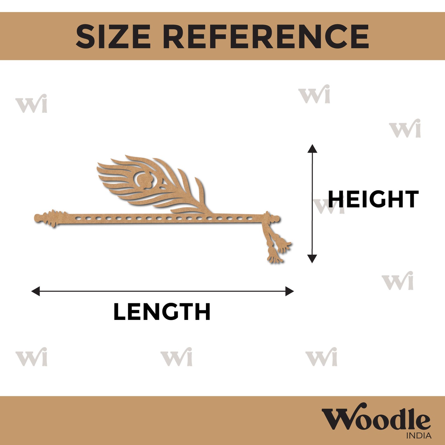 Krishna Mor Pankh Bansuri Cutout MDF Design 1 – Woodle India