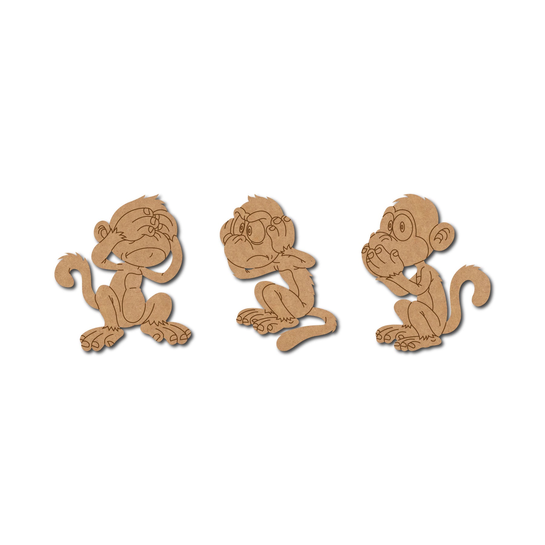 Monkey Pre Marked Set MDF Design 1 – Woodle India